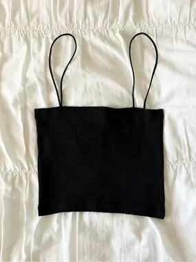 Zara | Tops | Zara Black Ribbed Spaghettistrap Tank | Poshmark